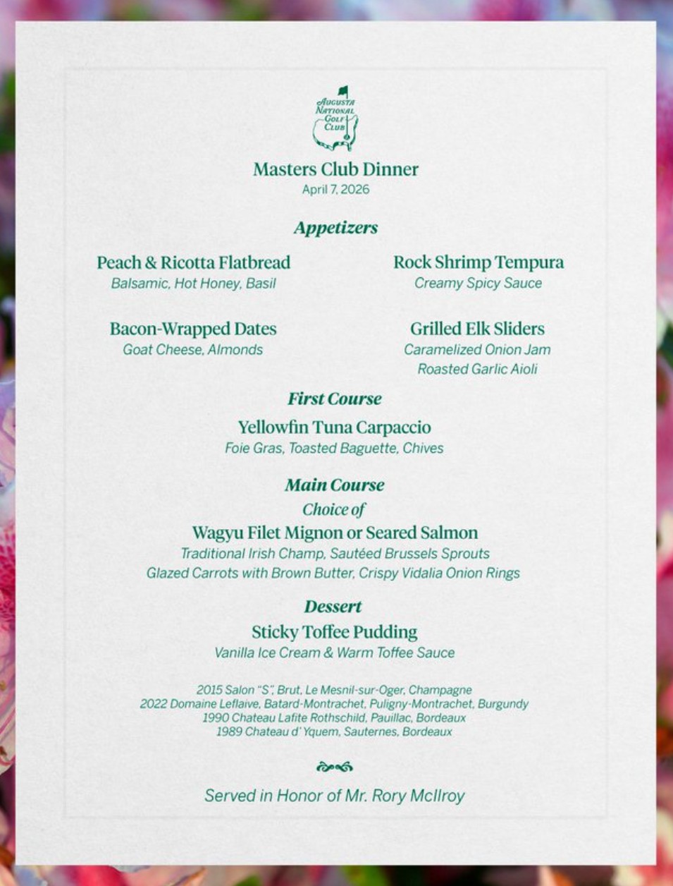 Did Rory nail his 1st Masters Champions Dinner menu? | Balls & Bogeys